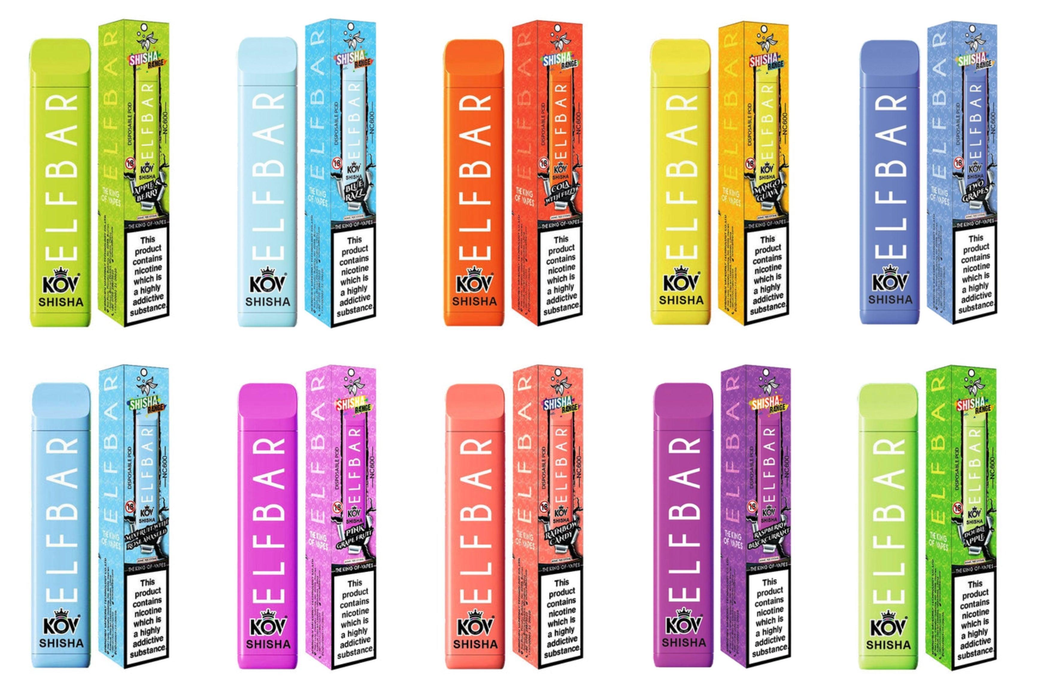 Elf Bar Shisha 600 Puffs Disposable Vape - Box Of 10